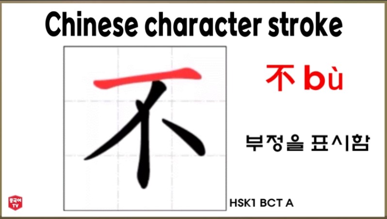 평소에 자주 쓰는 중국 한자 不 Bù 부정을 표시함
